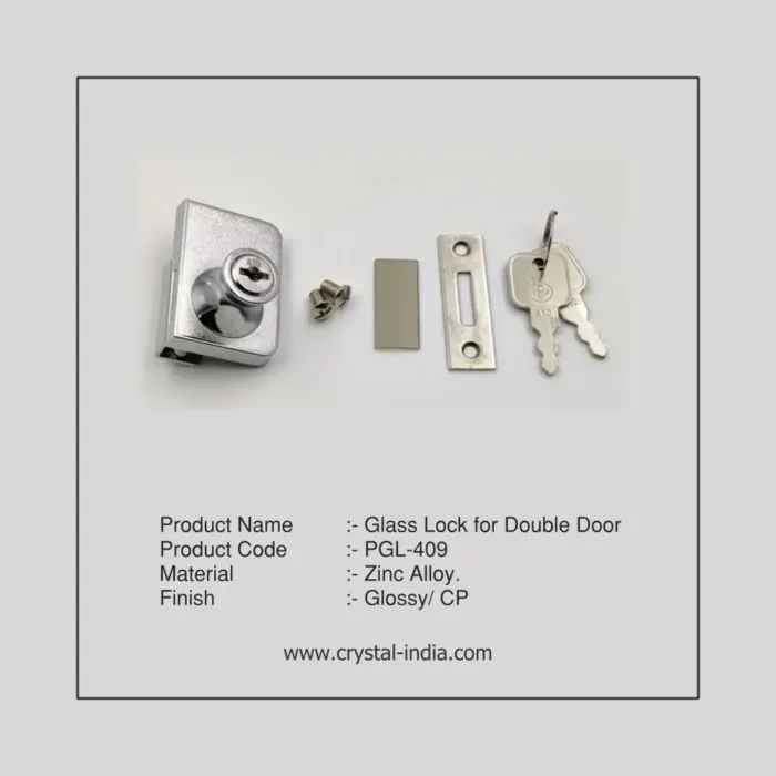 Glass Door Locks Small For Double Door PGL-409 - Crystal-India