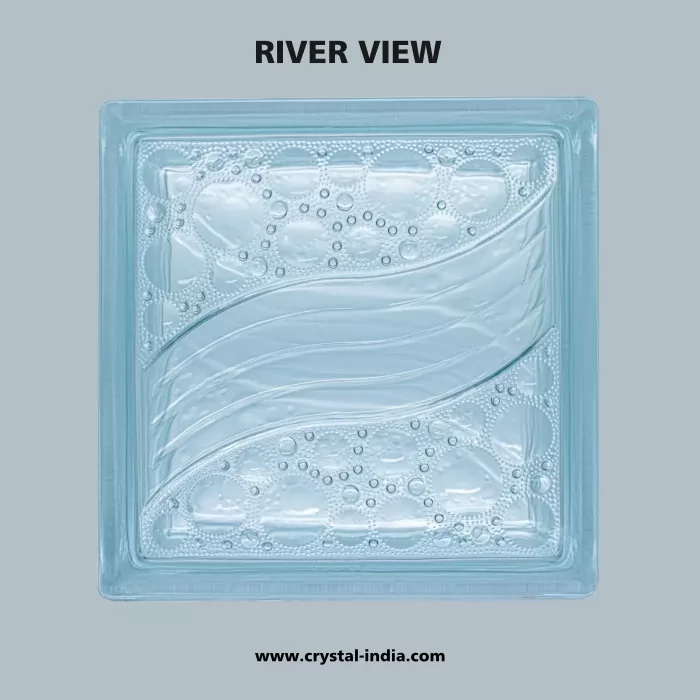 Mulia Clear Glass Block River View 190x190x90mm - Crystal-India